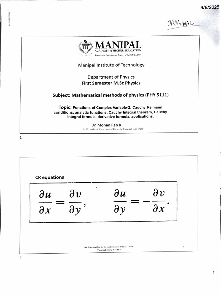 MMP - Complex Variables - 2 | PDF | Holomorphic Function | Complex Analysis