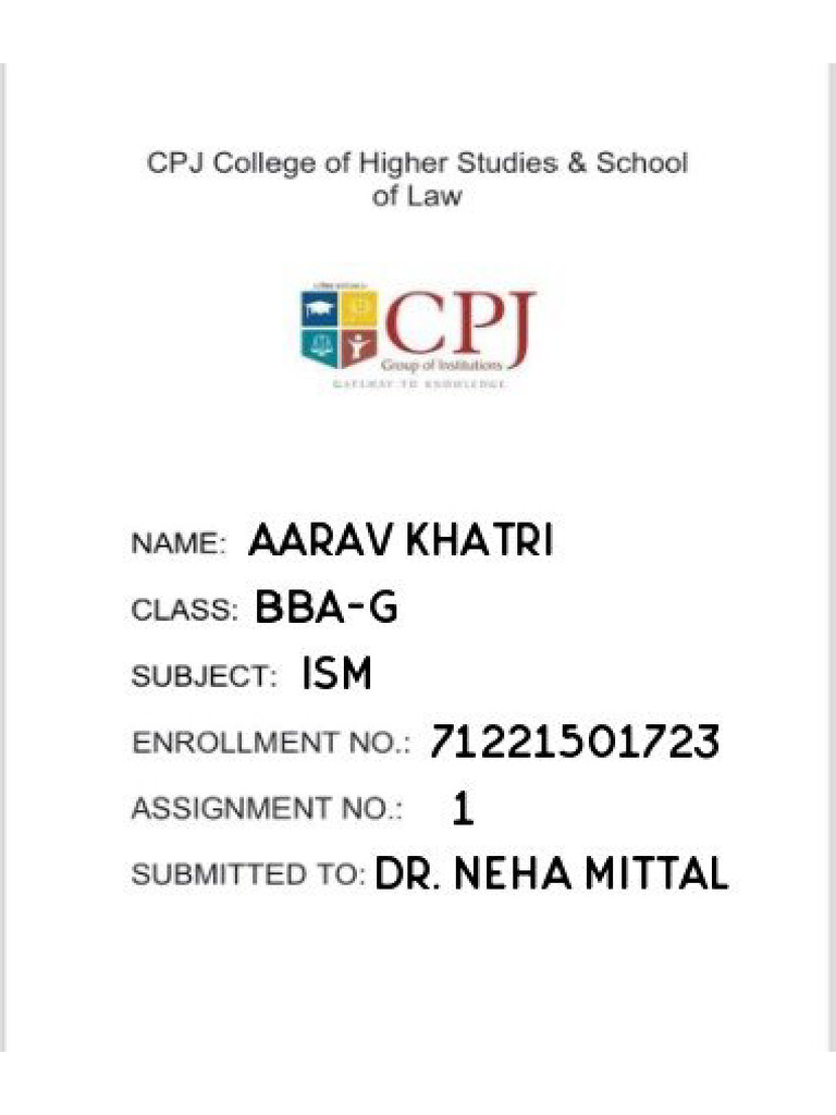 Aarav Khatri BBA-G ISM Assignment-1 - Compress | PDF