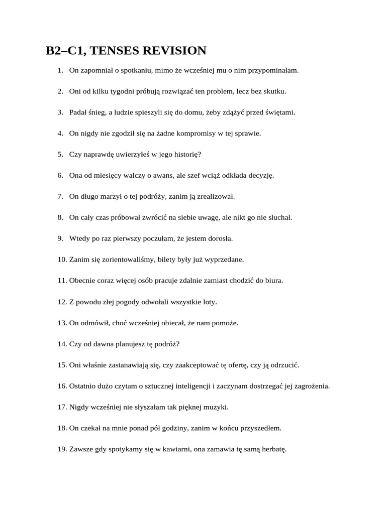 B2 C1 Tenses Revision | PDF