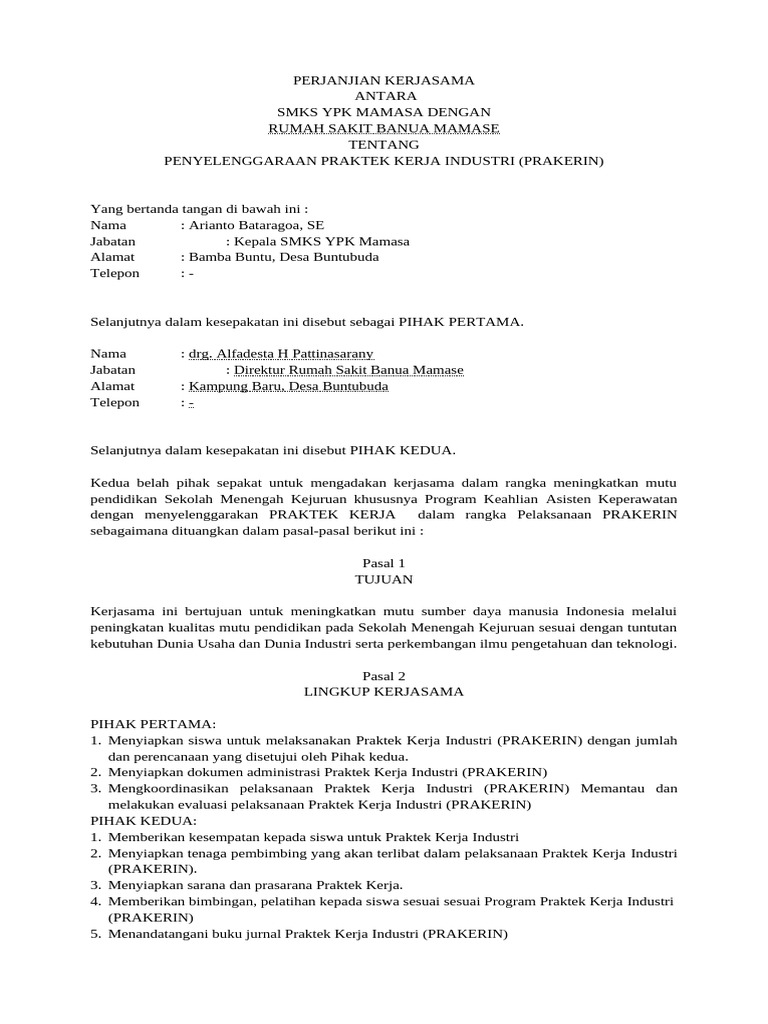 Perjanjian Kerjasama Mou Ypk RSBM | PDF