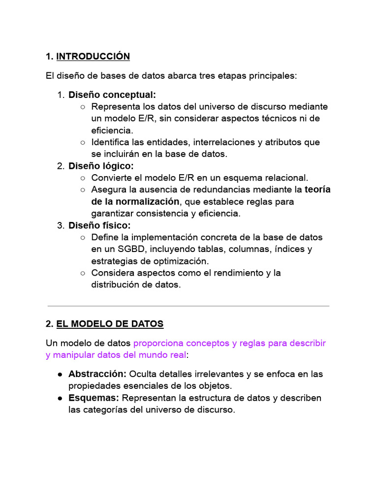 RESUMEN TEMA 2 GBD para el ciclo formativo asir | PDF | Bases de datos | Gestión de datos