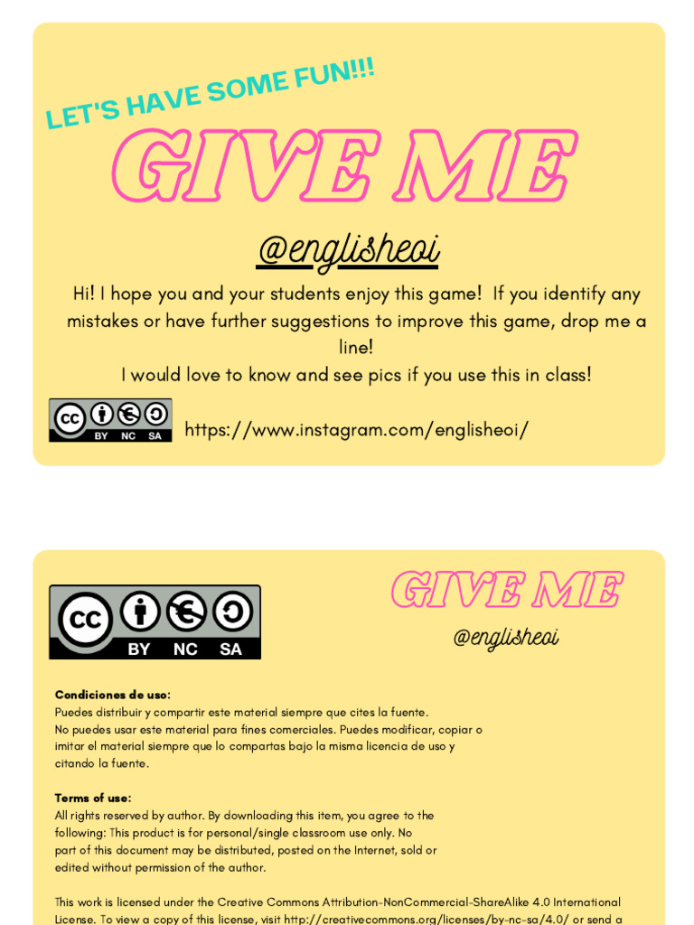 Eoi Game - Give Me 1 2 3 Englisheoi | PDF | English Language | Word