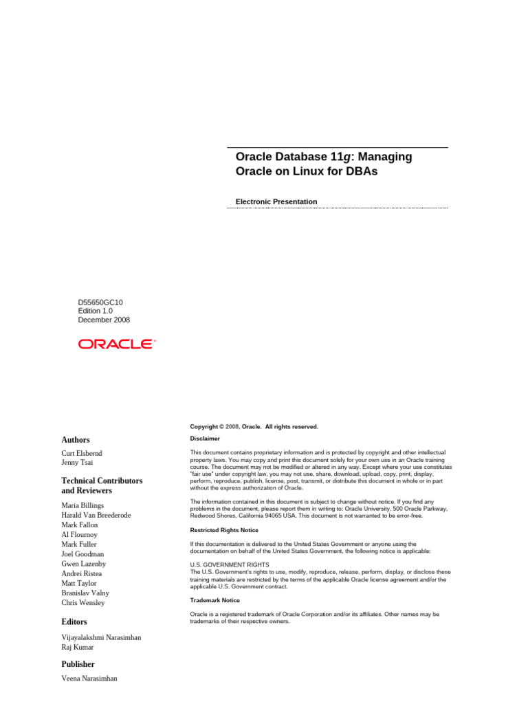 Oracle 11g DBA Management on Linux | PDF | File System | Operating ...