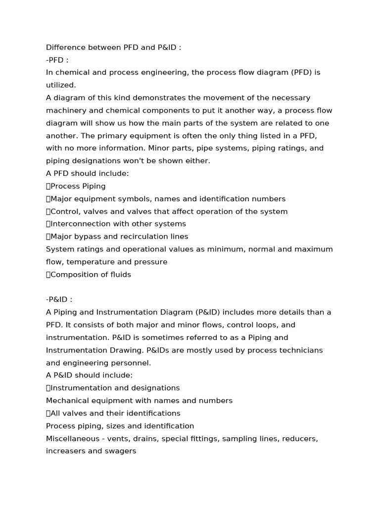 PFD vs P&ID: Key Differences Explained | PDF