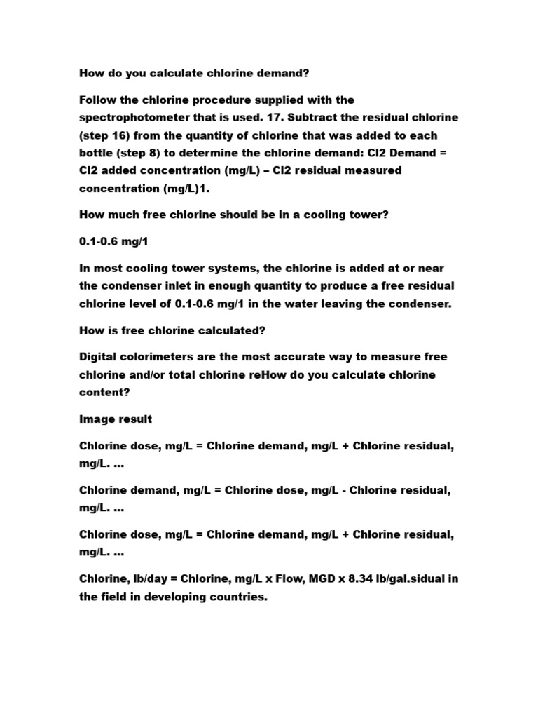 Chlorine Dosage in CT | PDF | Dose (Biochemistry) | Chemistry