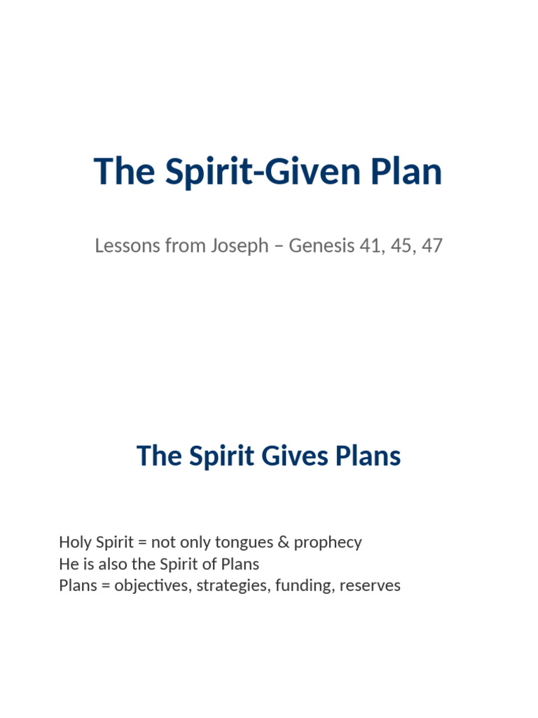 Spirit-Given Plans: Lessons from Joseph | PDF