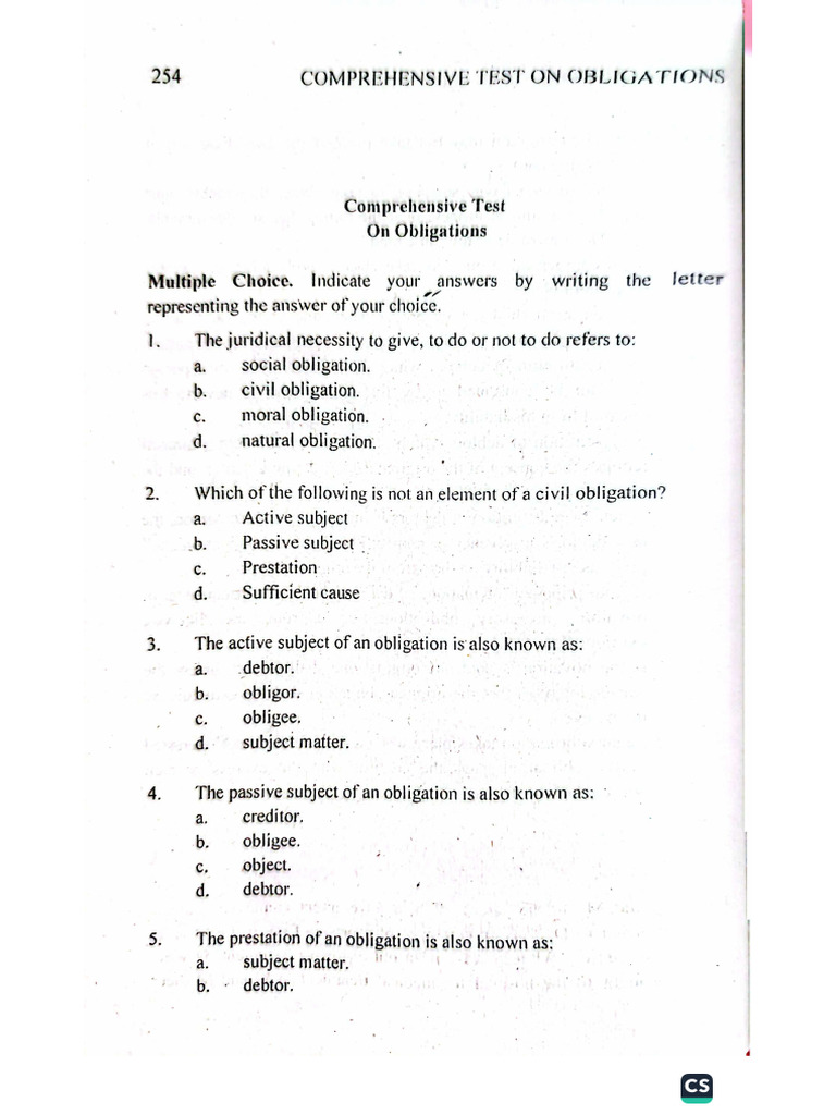 Obligation - Test Bank | PDF