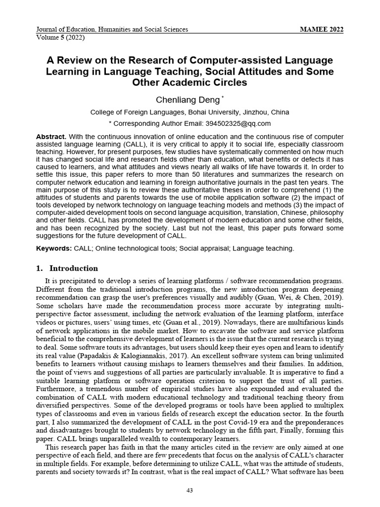 Review of CALL in Language Education | PDF | Educational Technology ...