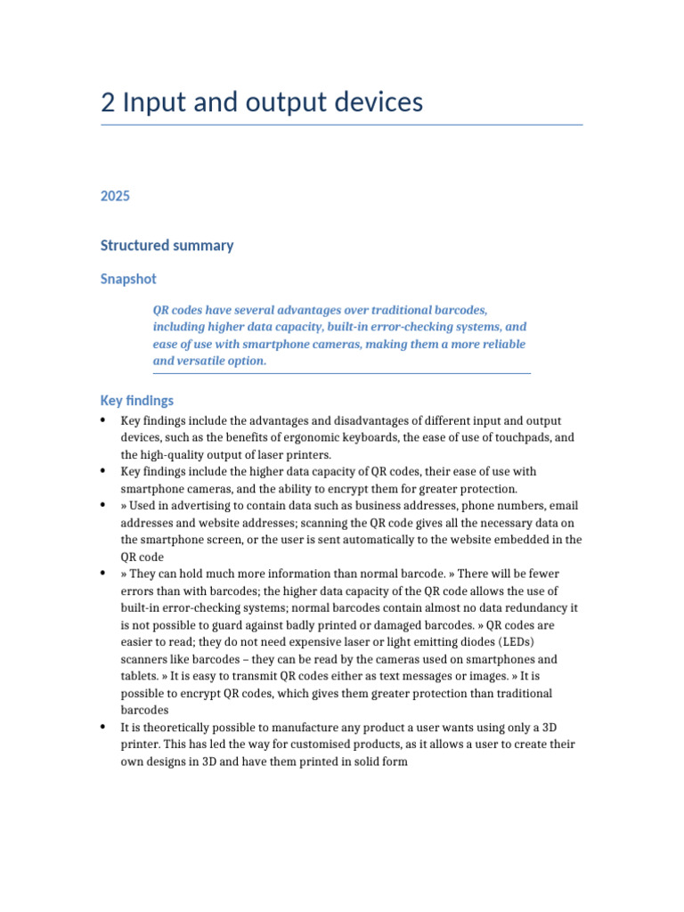 Chapter 2 - Input and Output Devices | PDF | Barcode | Qr Code