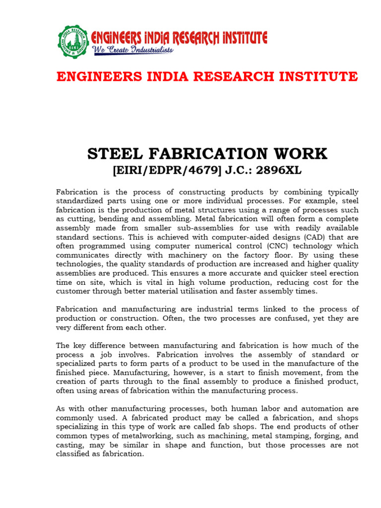 Steel Fabrication Project Report | PDF | Metal Fabrication | Metalworking