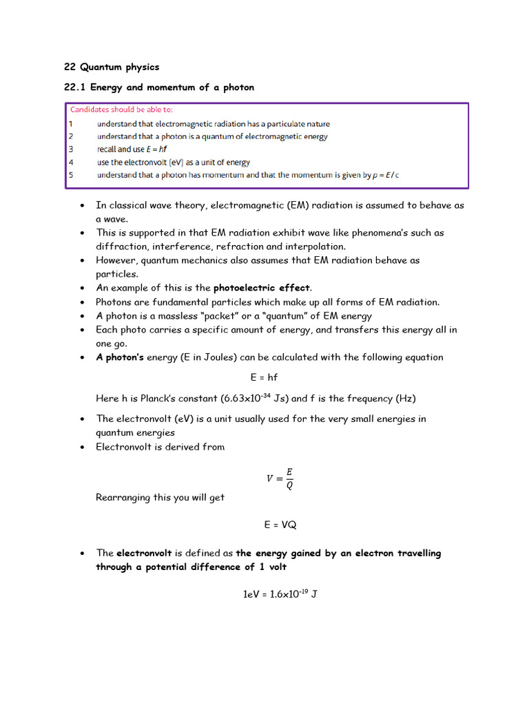 Quantum Physics: Photons and Energy | PDF | Emission Spectrum ...