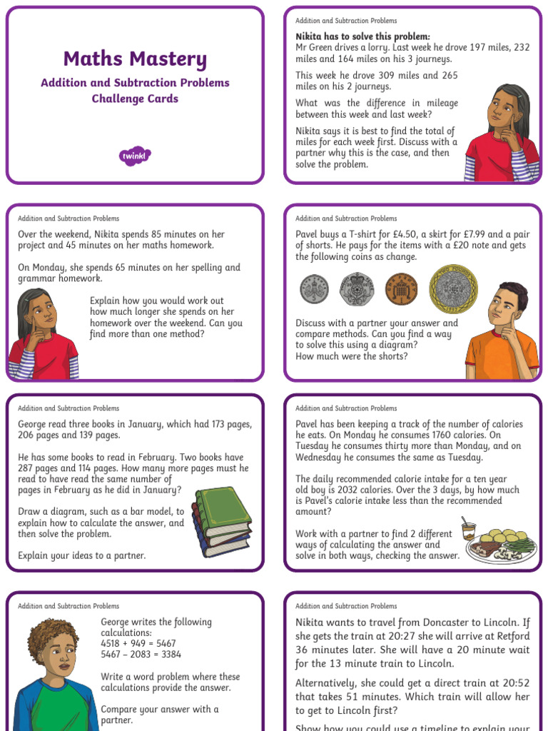 04.01. Addition and Subtraction Problems Challenge Cards [Twinkl] | PDF