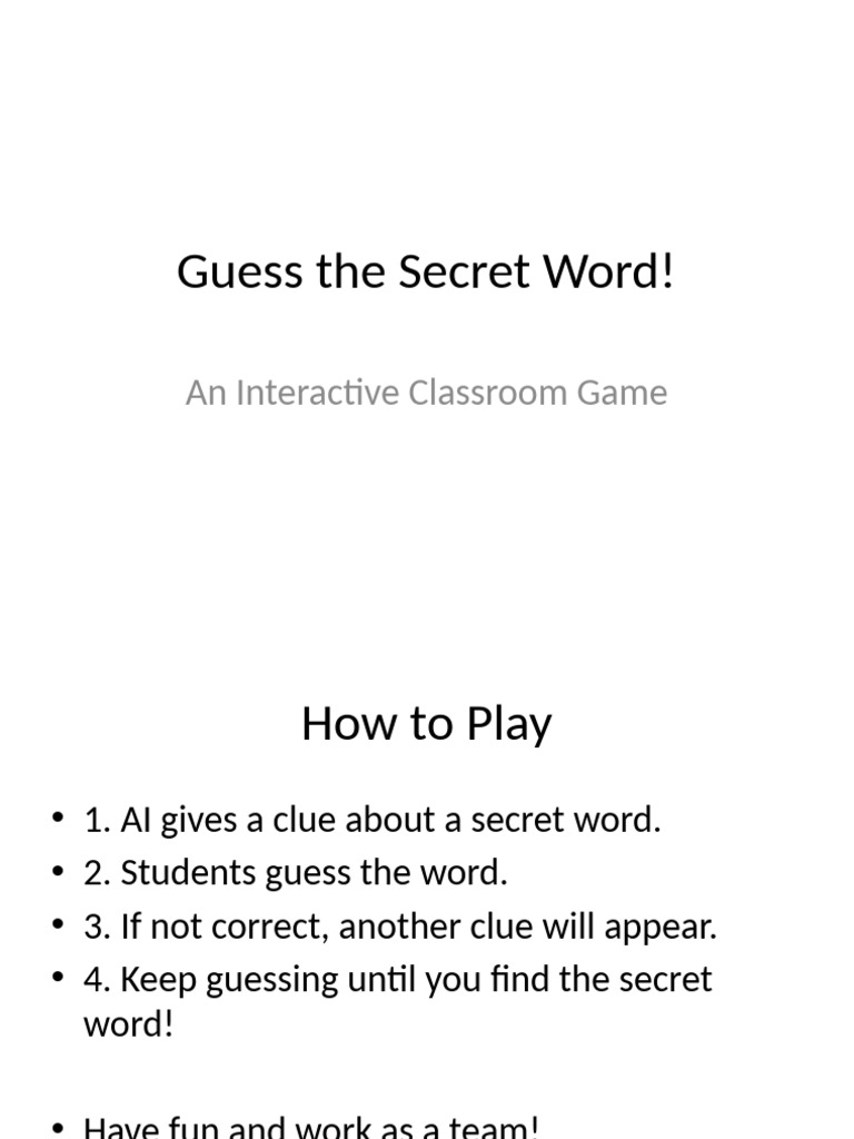 Interactive Secret Word Game Guide | PDF