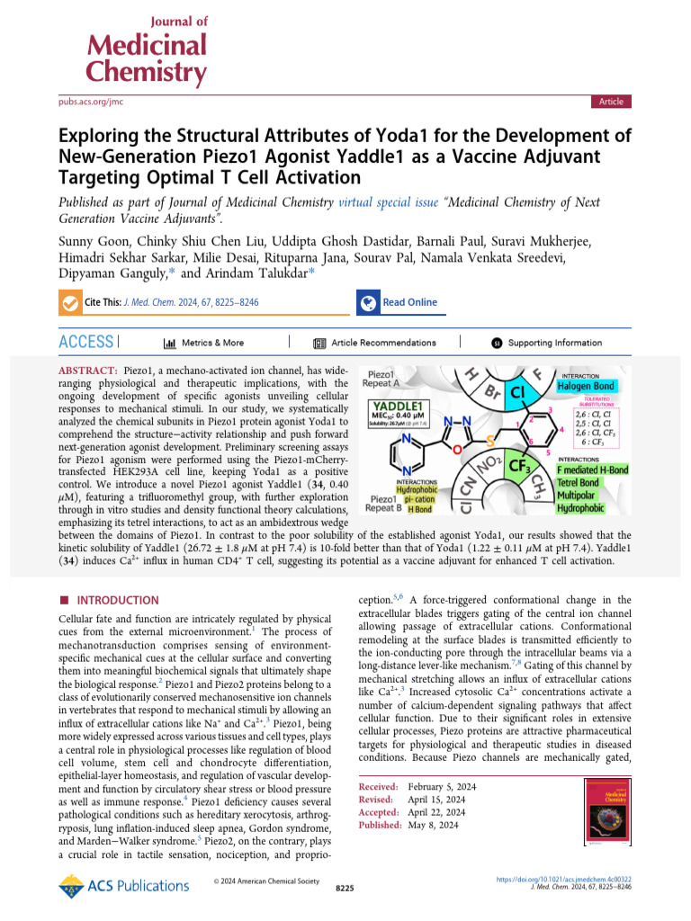 Goon Et Al 2024 Exploring The Structural Attributes of Yoda1 For The ...