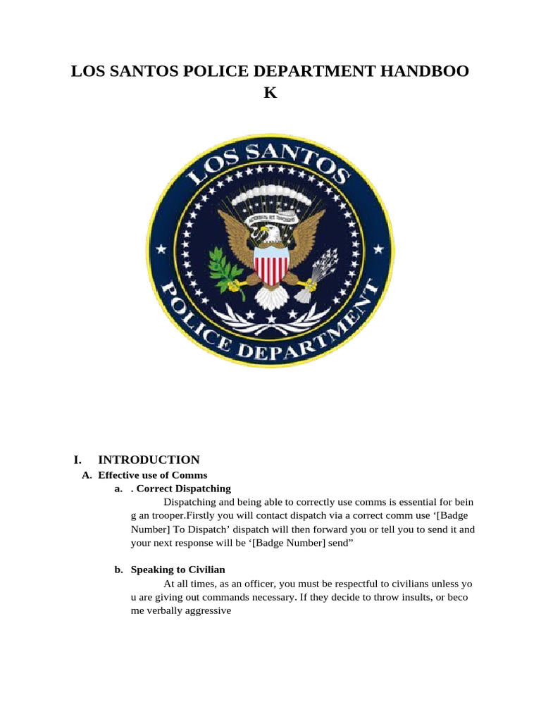 Los Santos Police Department Handbook | PDF | Law Enforcement | Crime ...