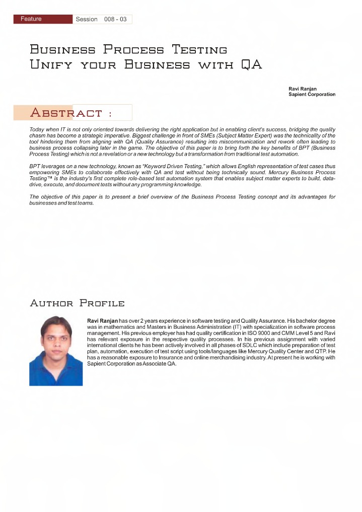 Business Process Testing Unify Your Business With QA: Abstract | PDF ...
