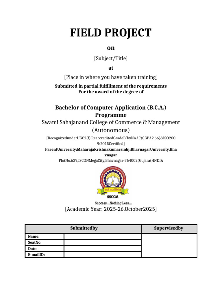 Field Project Format | PDF | Gratitude | Learning