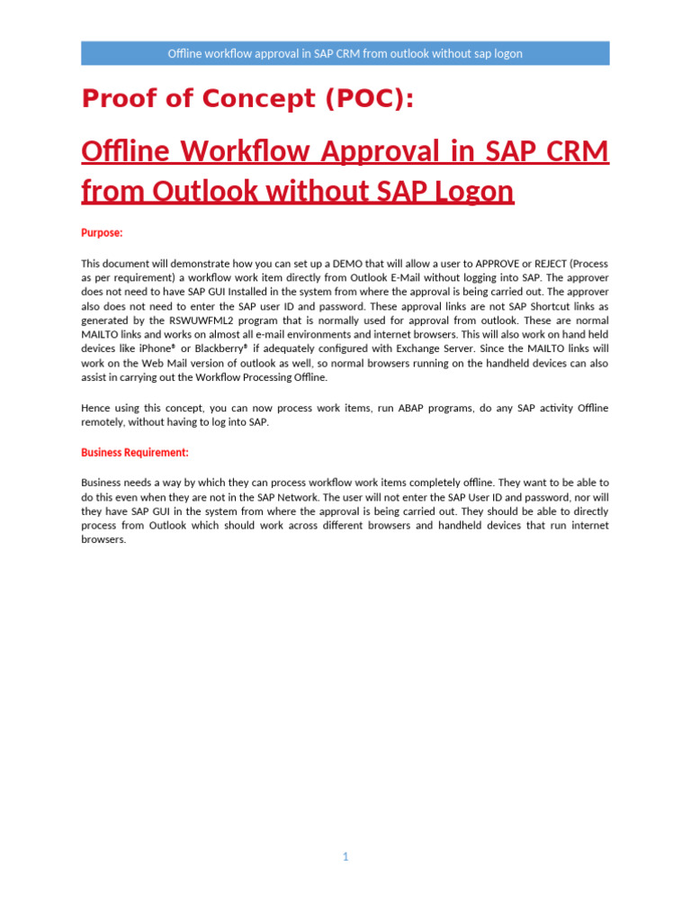 Offline SAP Workflow Approval via Outlook | PDF | Online And Offline ...