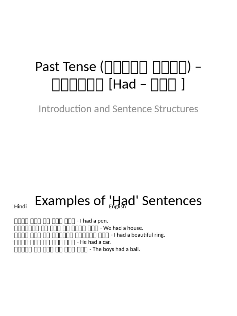 Past Tense Had Text Presentation | PDF