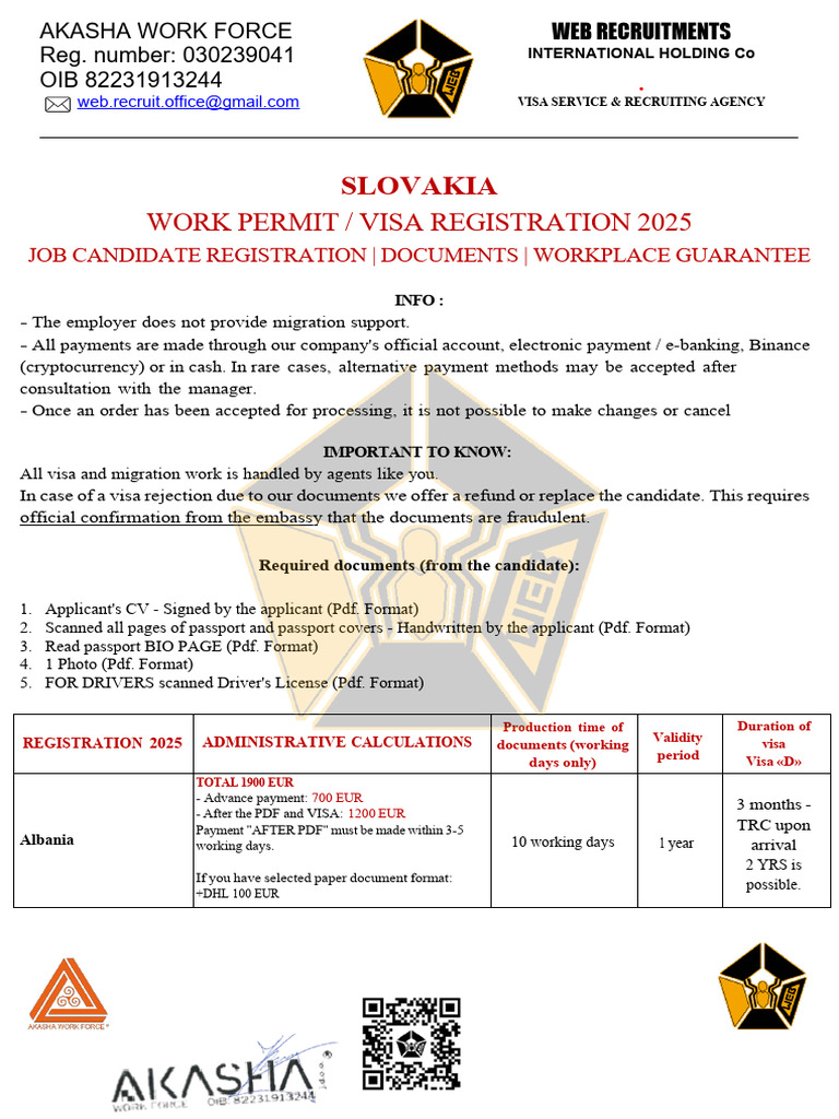 Slovakia Work Permit Registration 2025 | PDF | Travel Visa | Government ...