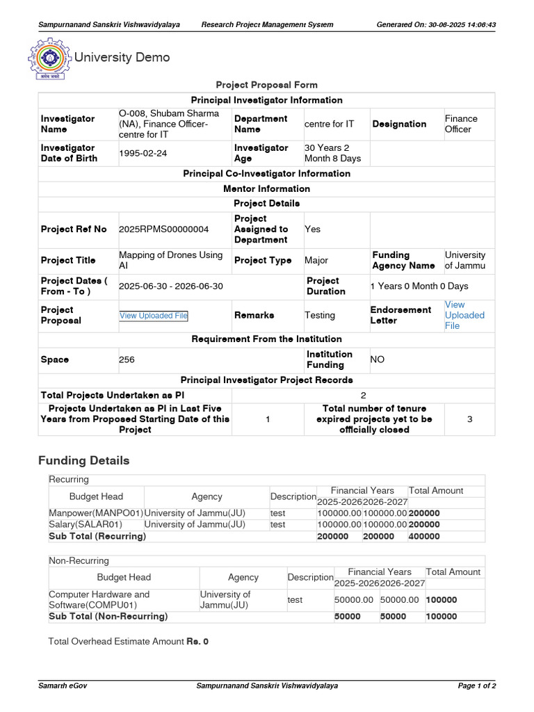 ResearchProjectManagementSystem Ss | PDF | Computing