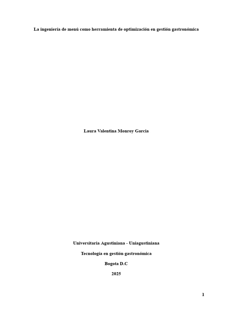 Ingeniería de Menú en Gestión Gastronómica | PDF | Ingeniería