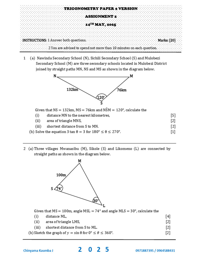 Trigonometry Assignment 2 | PDF