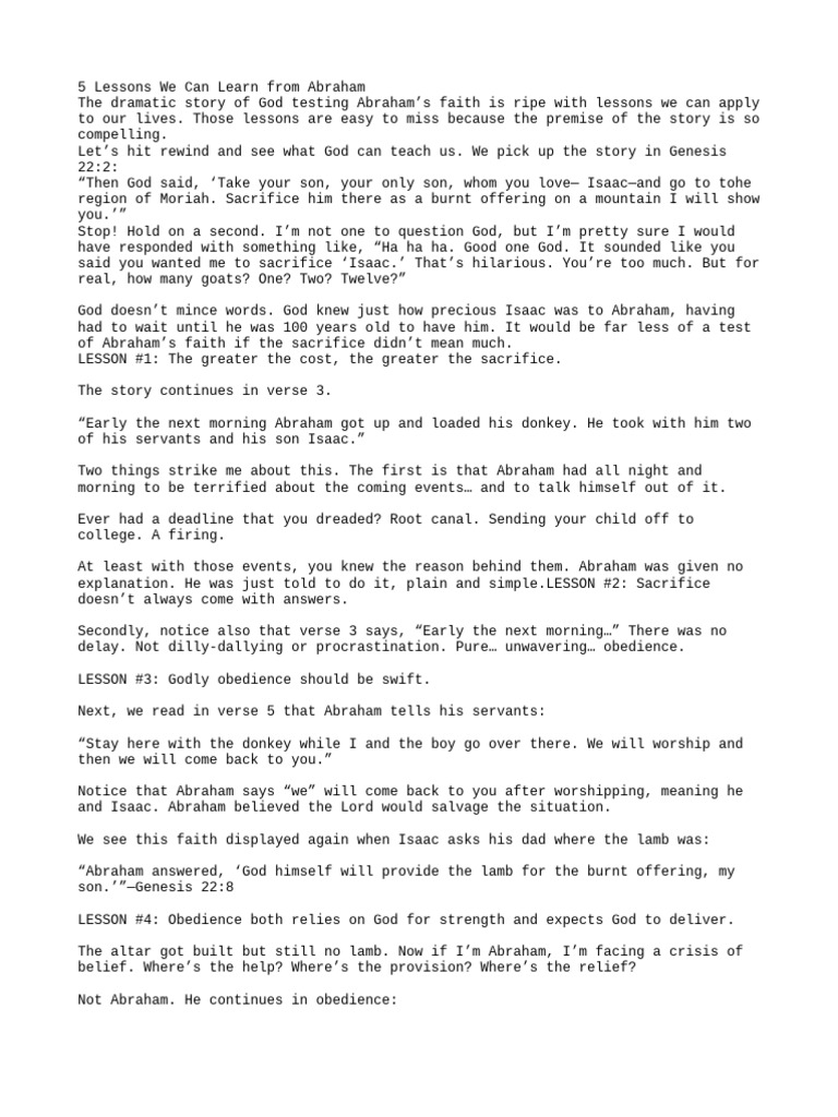5 Life Lessons from Abraham's Faith | PDF | Abraham | Isaac