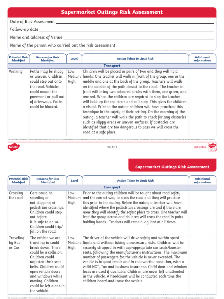 Roi Ar 1731927420 Supermarket Risk Assessment Ver 1 | PDF | First Aid ...