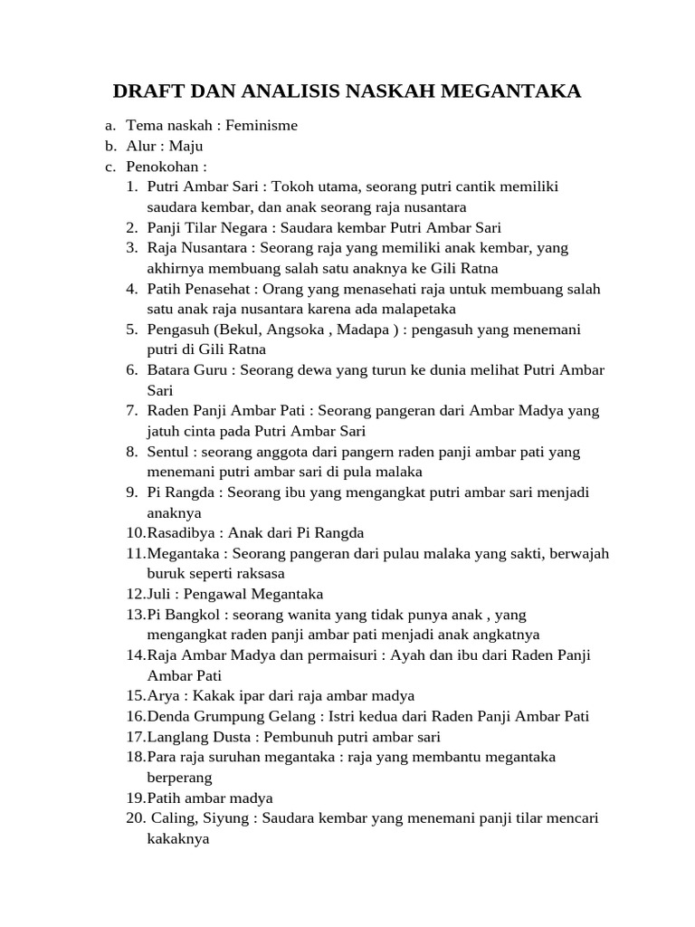 Draft Dan Analisis Naskah Megantaka | PDF