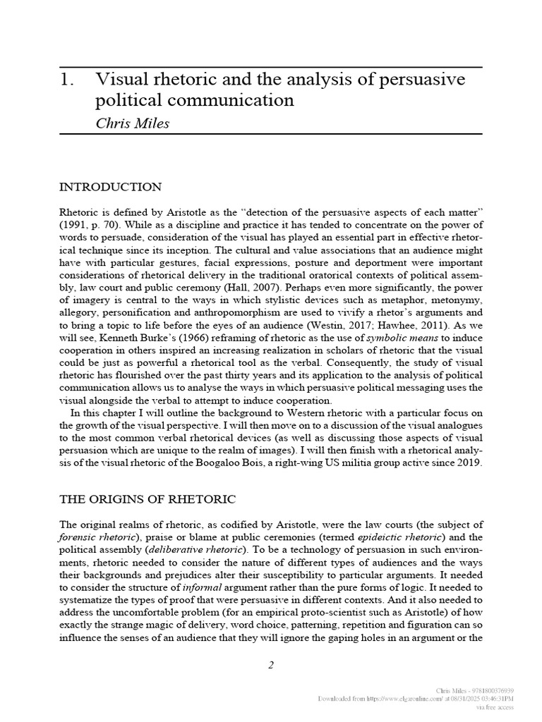 Visual Rhetoric and The Analysis of Persuasive Political Communication ...