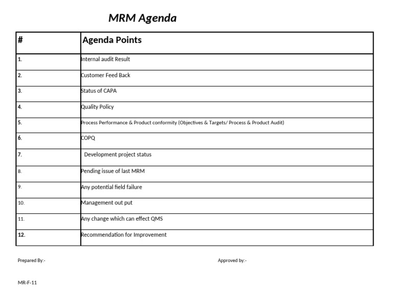 MRM Agenda | PDF