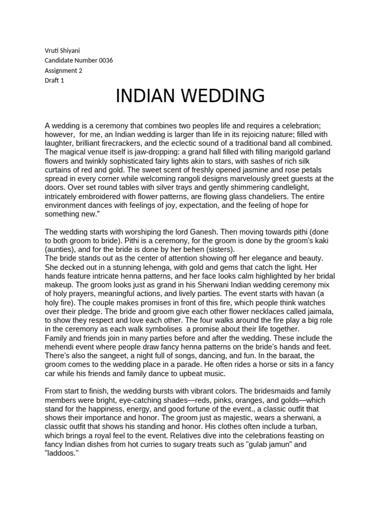 Descriptive Writing Final Draft | PDF | Wedding | Social Conventions