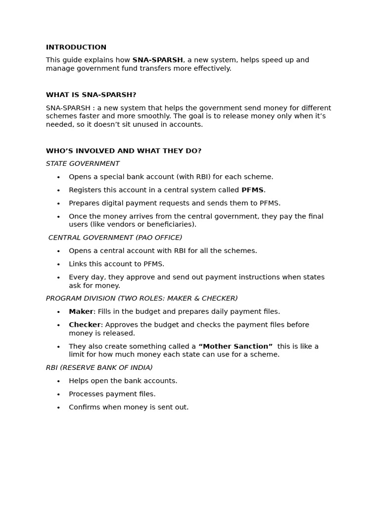 SNA-SPARSH: Streamlining Fund Transfers | PDF