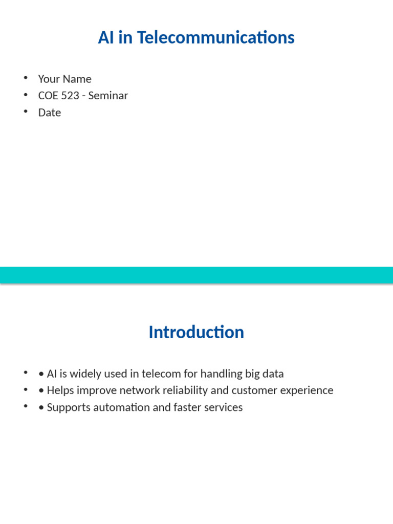 AI in Telecommunications | PDF