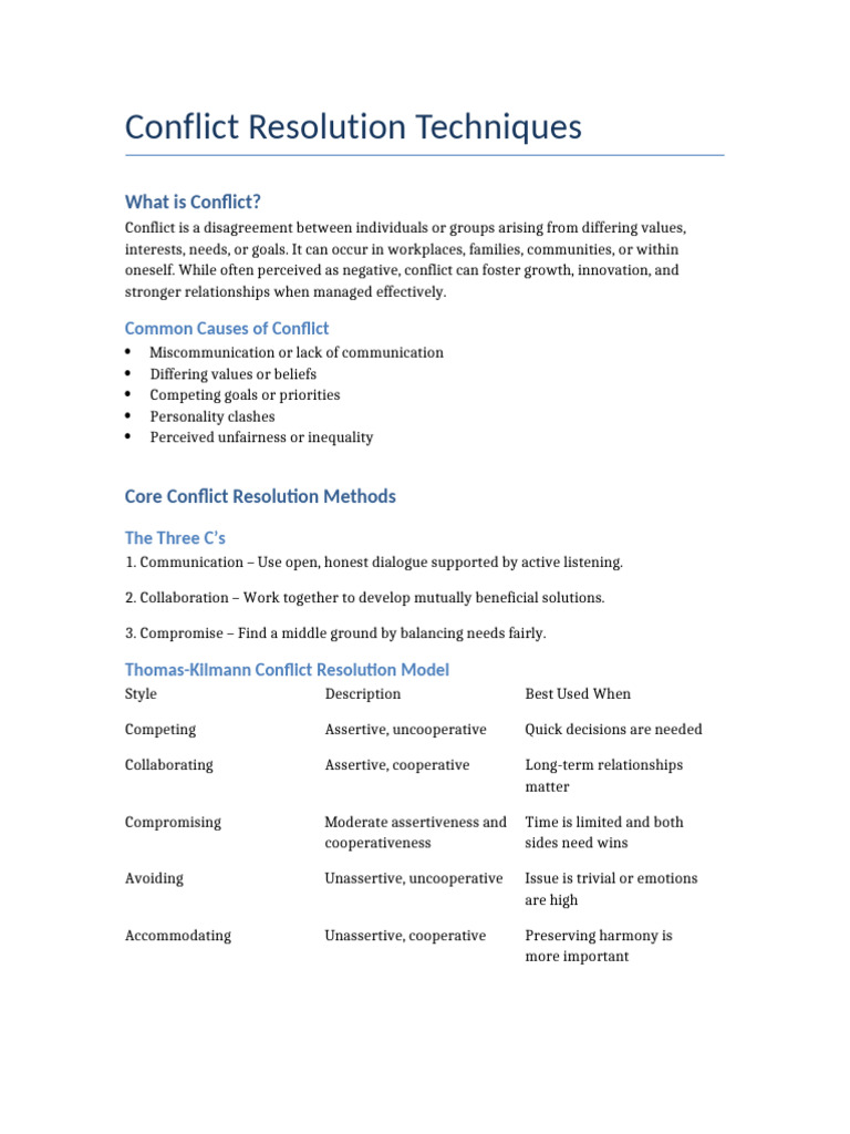 Conflict Resolution Techniques Professional | PDF | Conflict Resolution ...