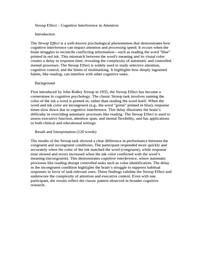 ? Stroop Effect | PDF