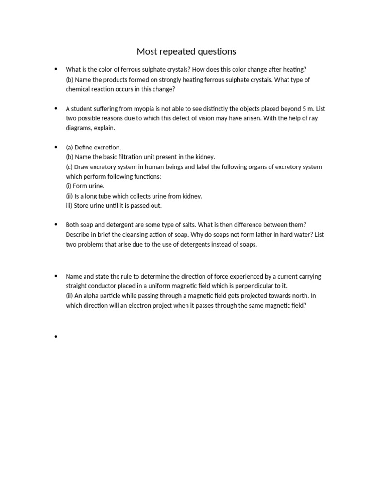 Most Repeated Questions | PDF