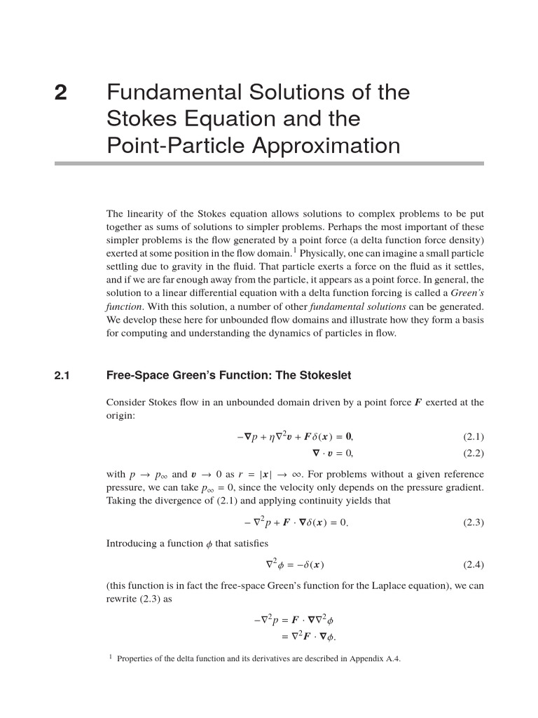Fundamental Solutions of The Stokes Equation and The Pointpartic | PDF ...
