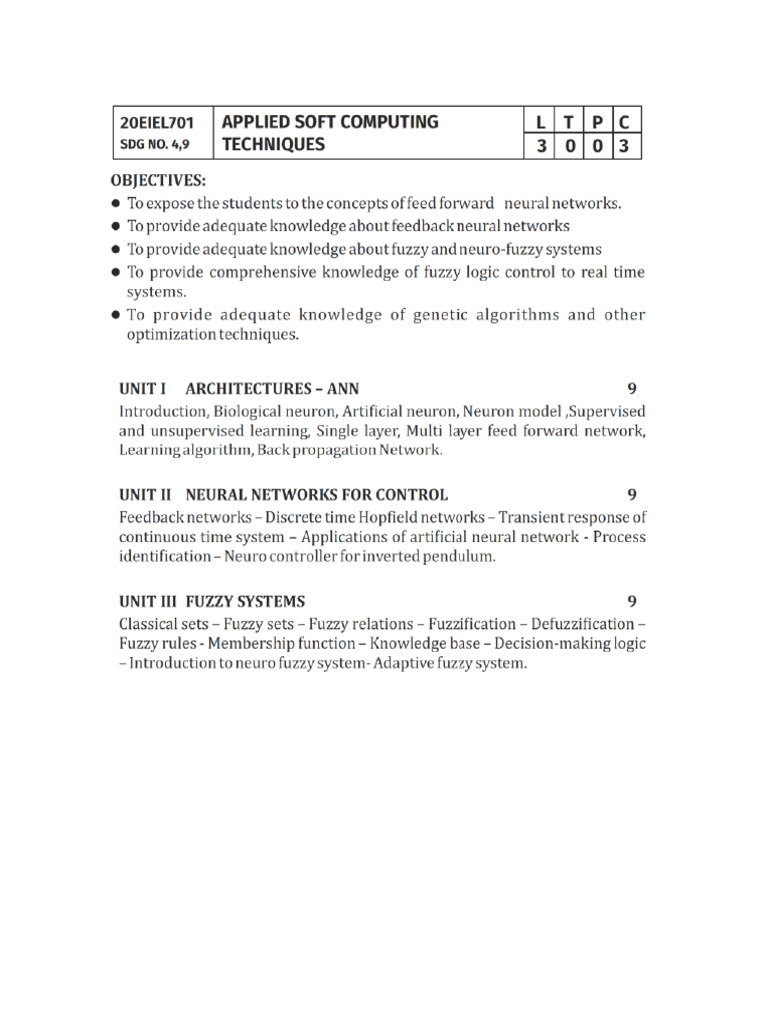 20eiel701-Applied Soft Computing | PDF | Fuzzy Logic | Applied Mathematics