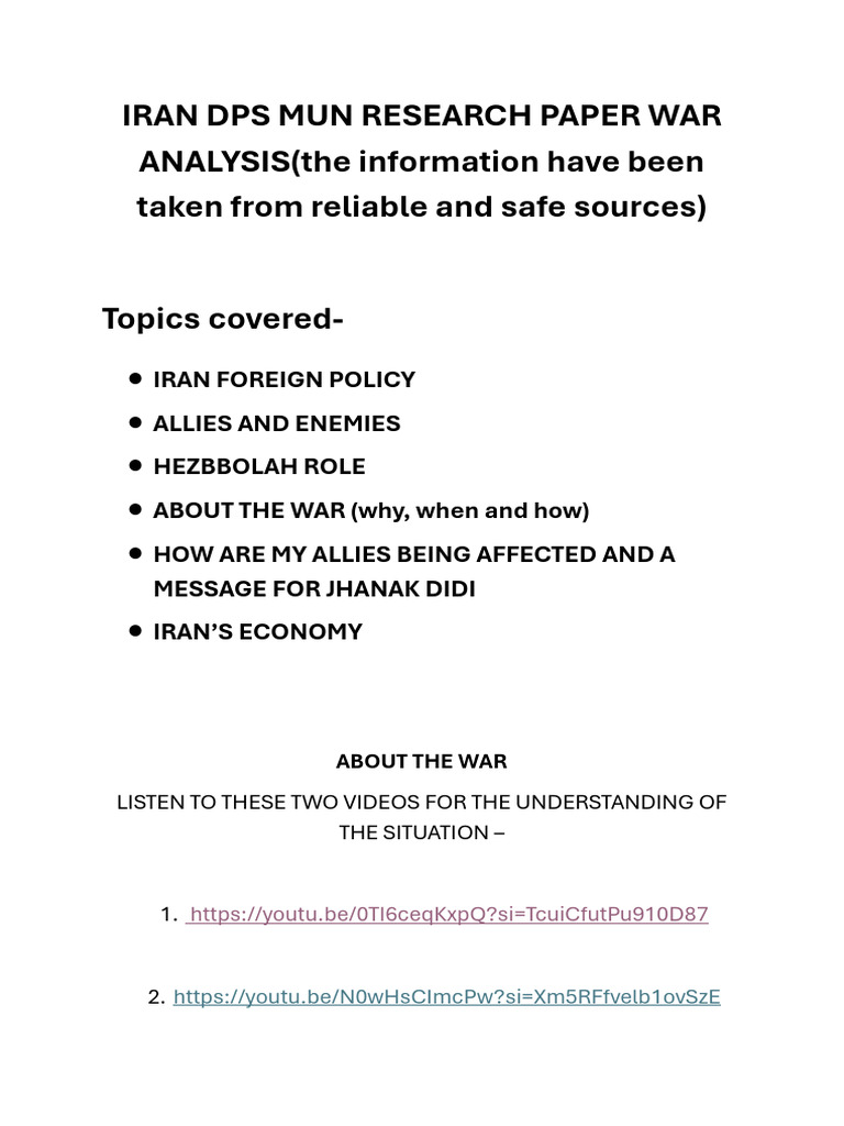Iran Dps Mun Research Paper War Analysis | PDF | Iran | Hezbollah