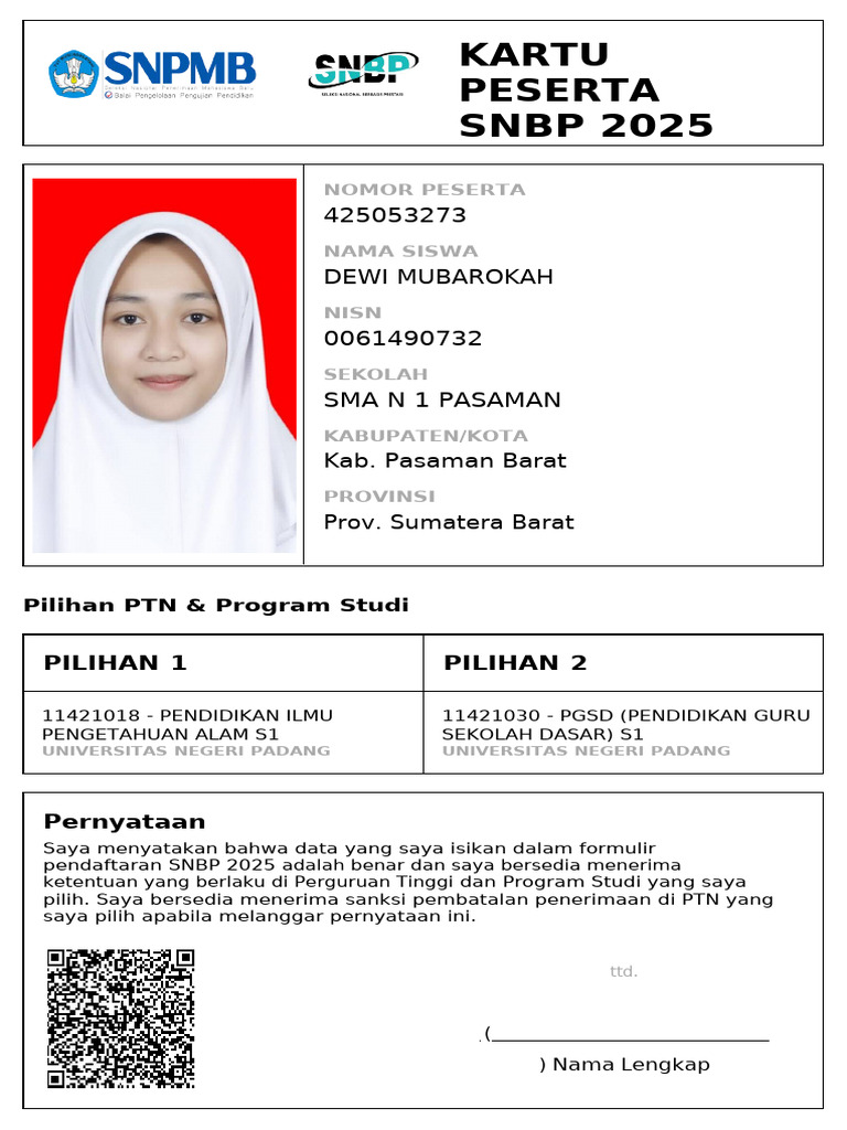 Pendaftaran SNBP 2025 | PDF