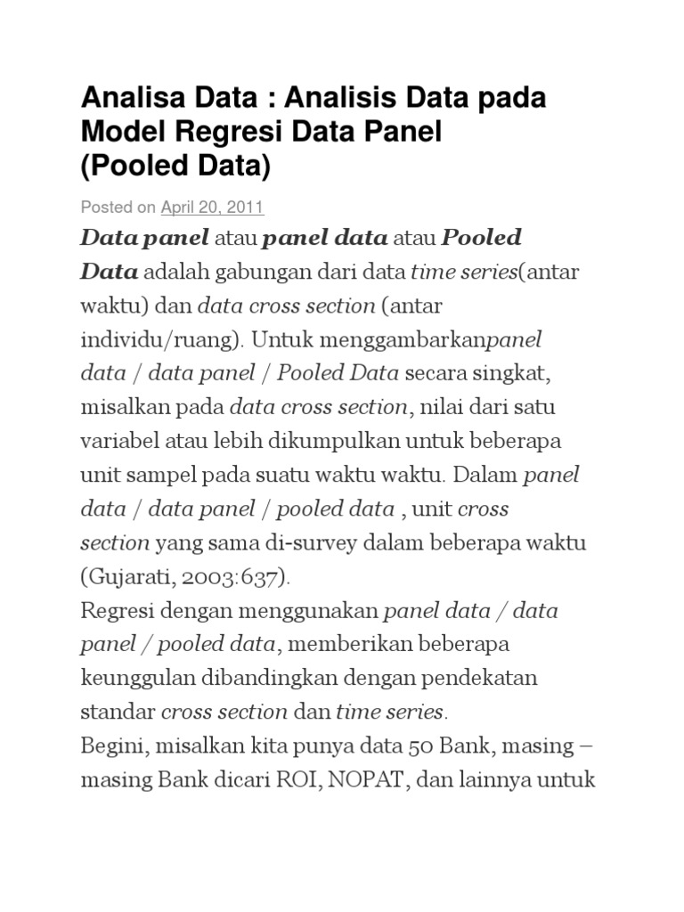 Analisa Data PANEL | PDF