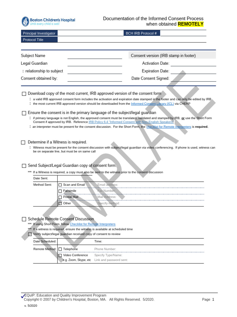 Remote Informed Consent Process Guide | PDF | Fax | Mail