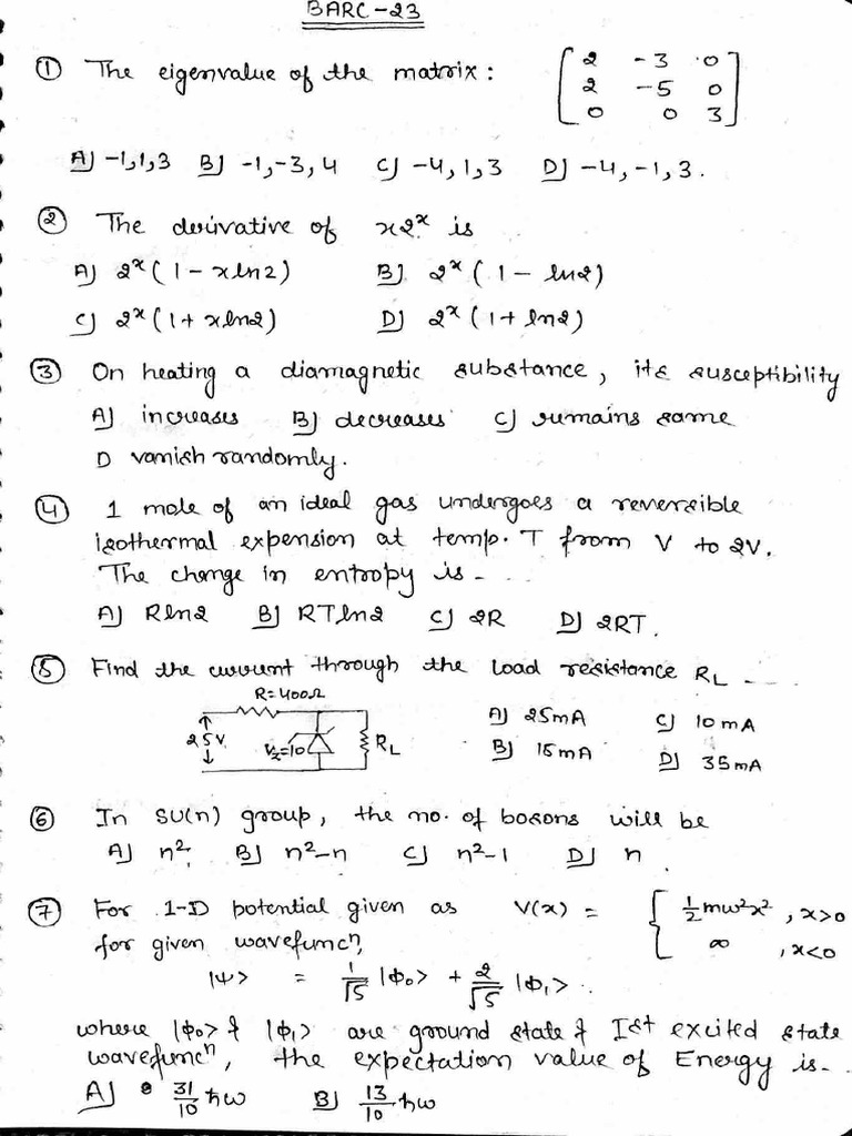 BARC Physics 2023 Paper | PDF