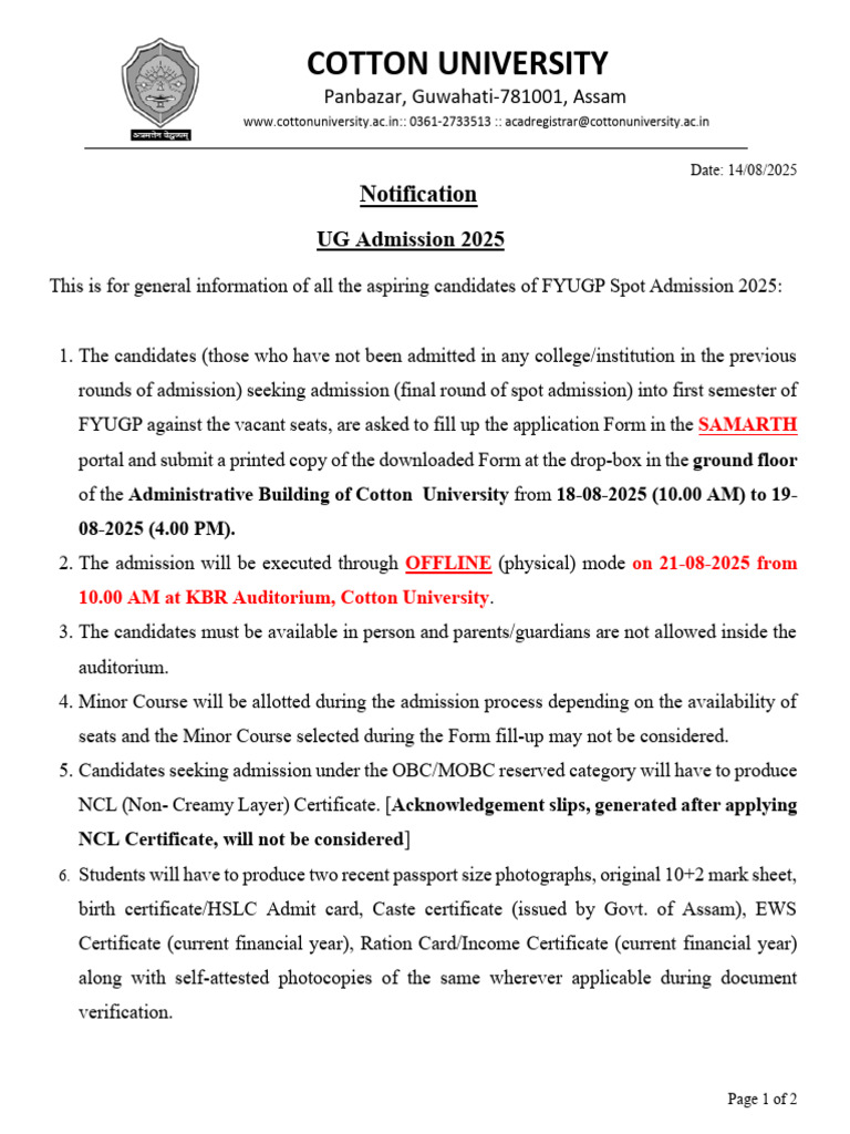 Notice Final Spot Round 140825 | PDF