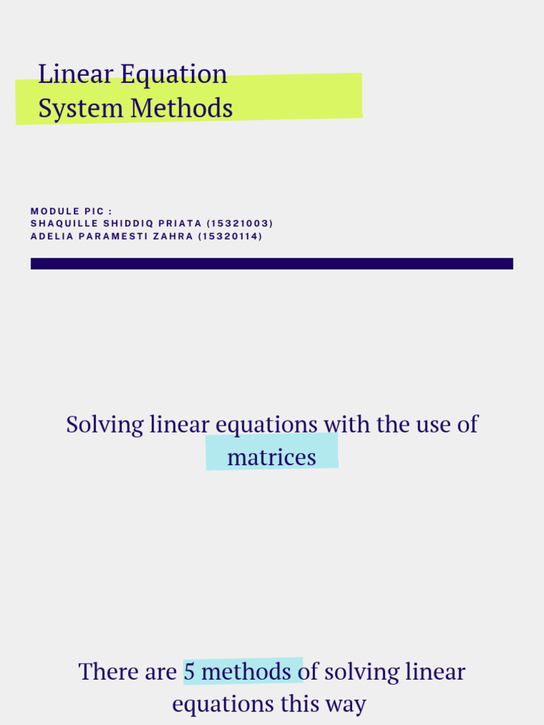Solving Linear Equations with Matrices | PDF | Matrix (Mathematics ...