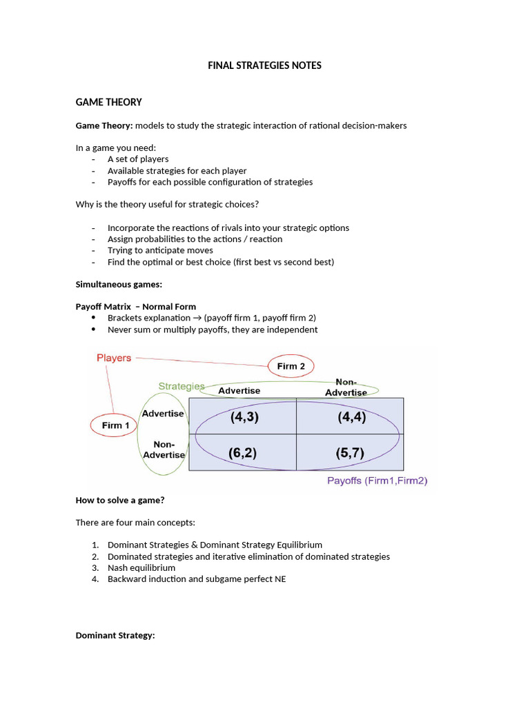 Game Theory Strategies and Applications | PDF | Business | Game Theory