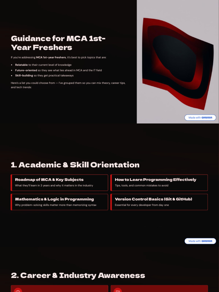 MCA Freshers: Essential Skills & Tips | PDF | Computer Programming ...