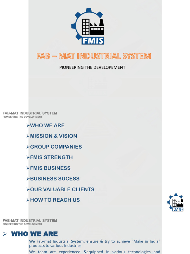 Fab-Mat Industrial System Overview | PDF